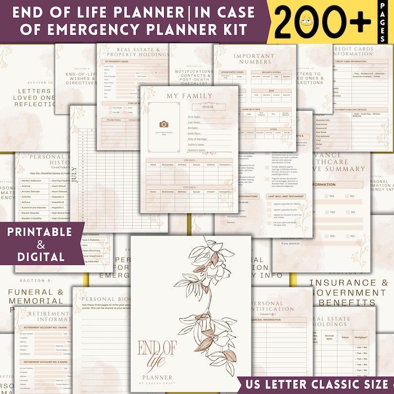 End of Life Planner Printable | Death Binder | Legacy Planner ...