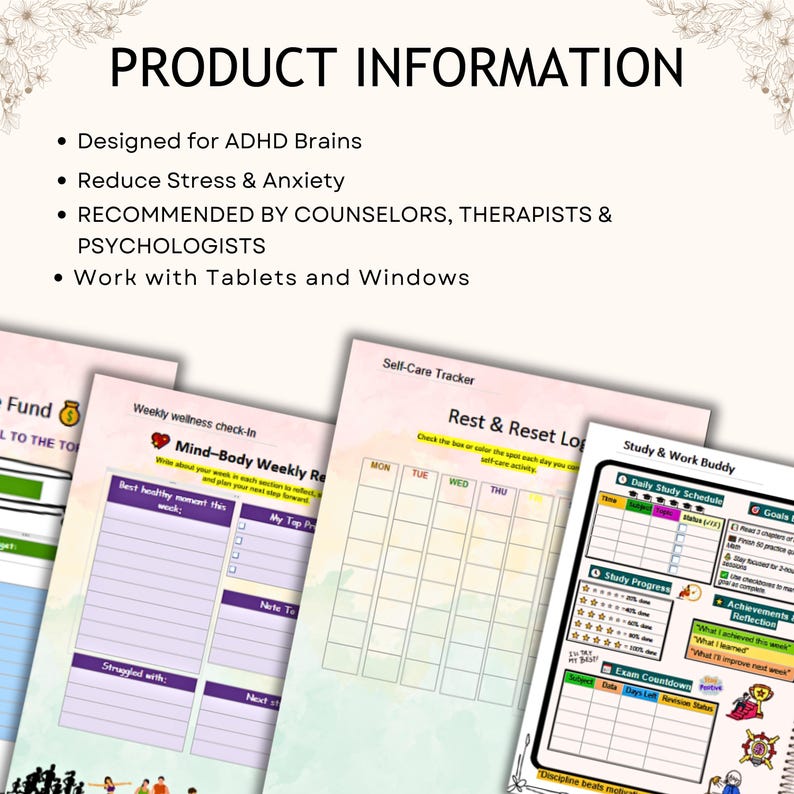 Onenote Templates Planner - Printable ADHD Planner Bundle - Digital ...