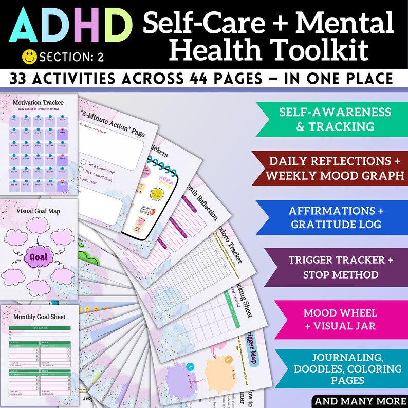 2025-2026 ADHD Planner: Self-care & Mental Health Tracker - Etsy