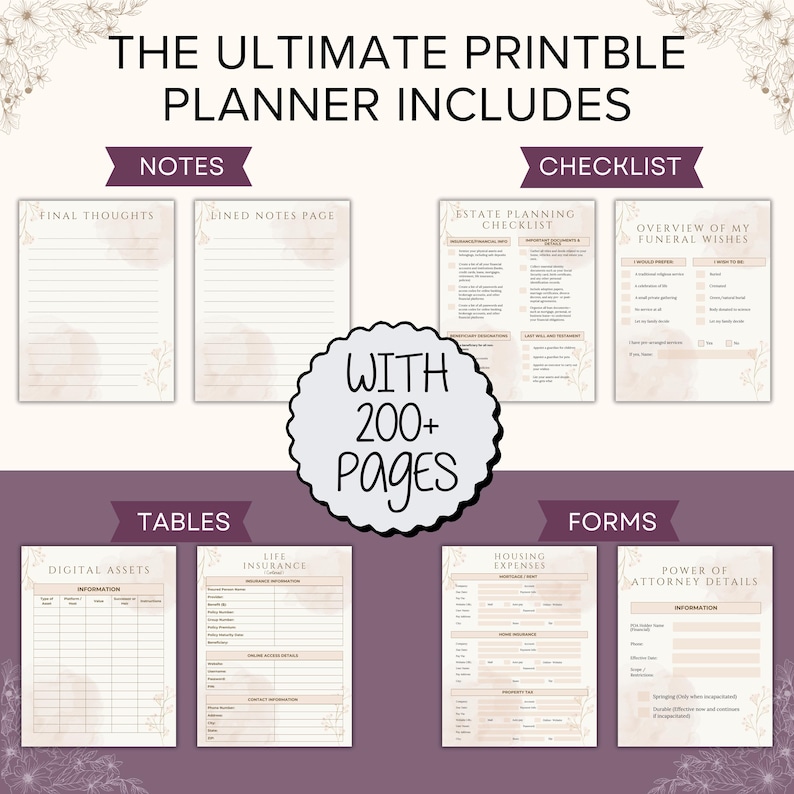 End of Life Planner Printable | Death Binder | Legacy Planner ...