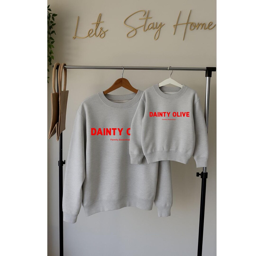Dainty Olive Basics Grey Jumper Matching Parent and Child - Unisex - Etsy