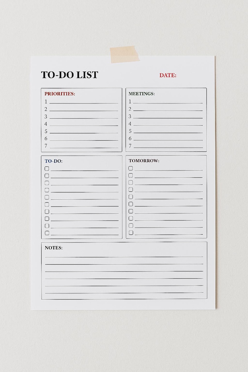 To Do List A4 Printable PDF - Etsy