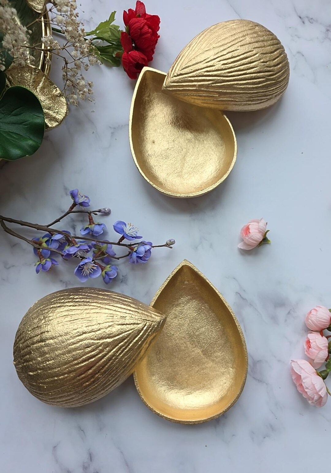 Gold Almond Storage Boxes, Unique Table Decor - Etsy