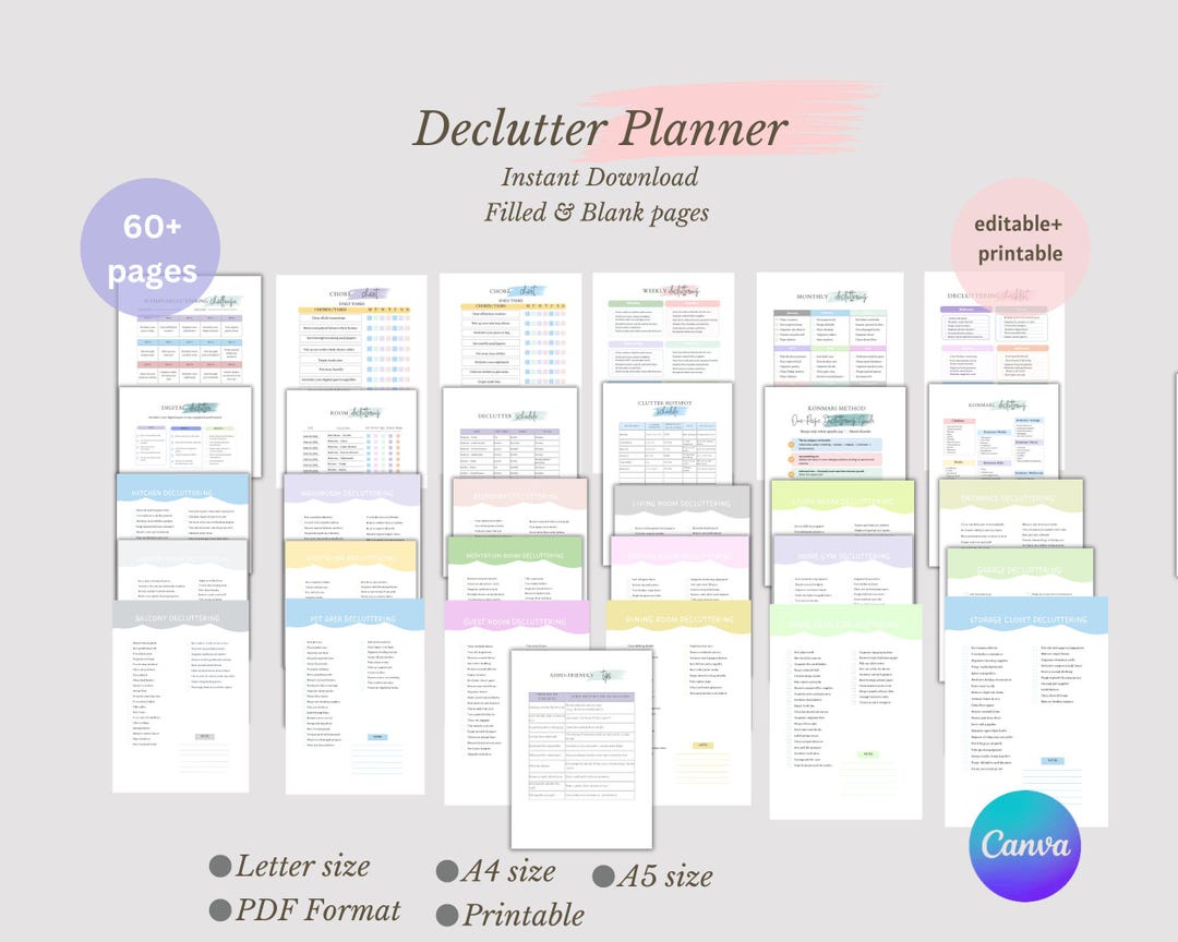 Declutter Planner Printable, Declutter Checklist for Mums, Minimalist ...
