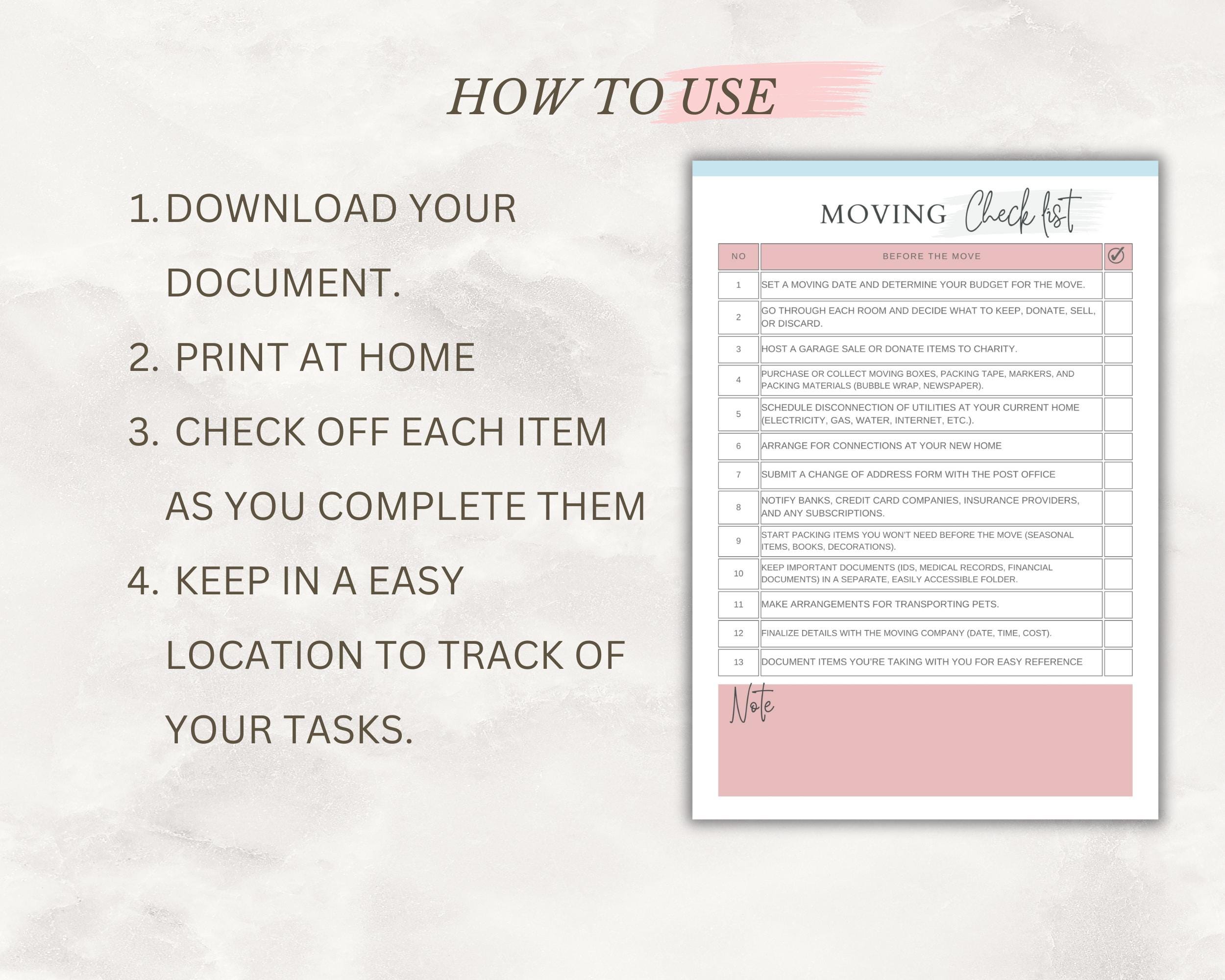 Moving House Checklist Printable Editable Canva Template Room by Room ...