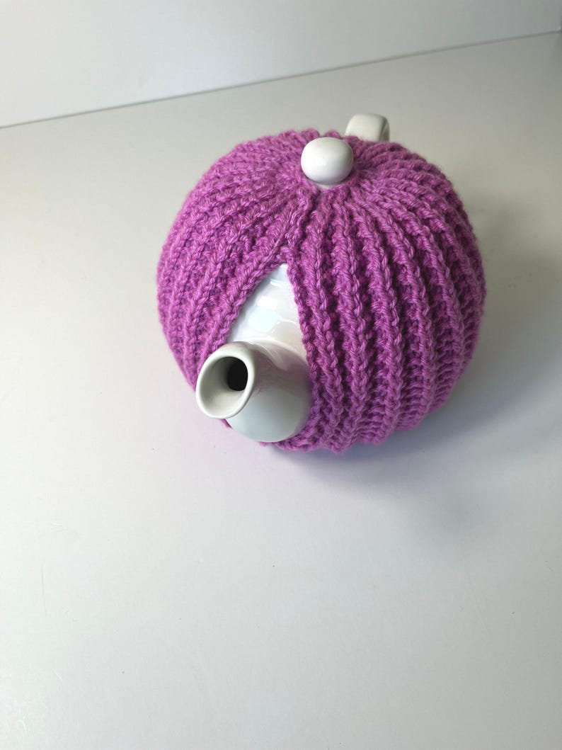 Handknit Fuschia Tea Cozy, Stretchy Design Fits Various Teapots ...