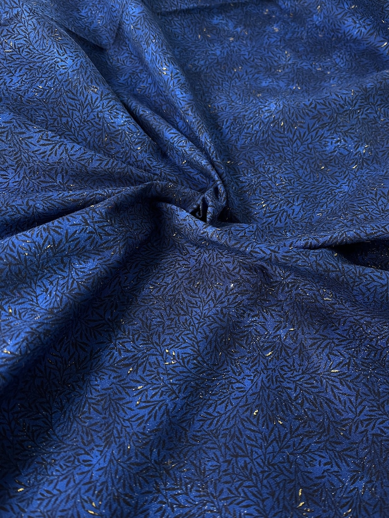 Dark Blue Cotton Quilting Fabric With Gold Flecks, Karen Combs, 1 Yard ...
