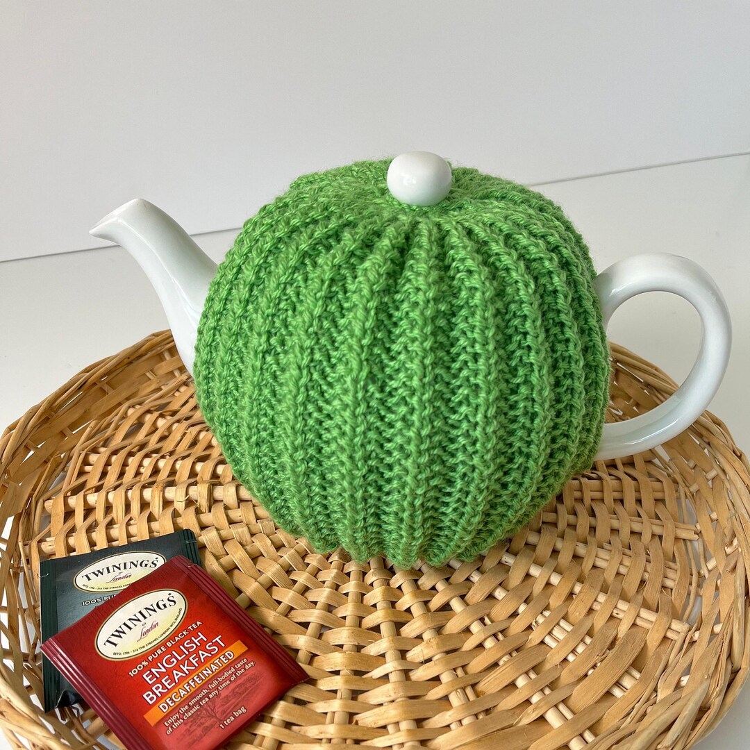 Spring Green Knit Tea Cozy, Soft Washable Acrylic Fits Various Teapots ...