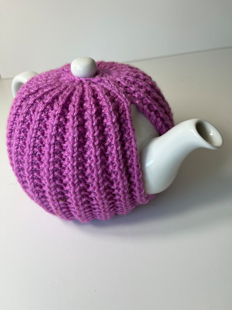 Handknit Fuschia Tea Cozy, Stretchy Design Fits Various Teapots ...