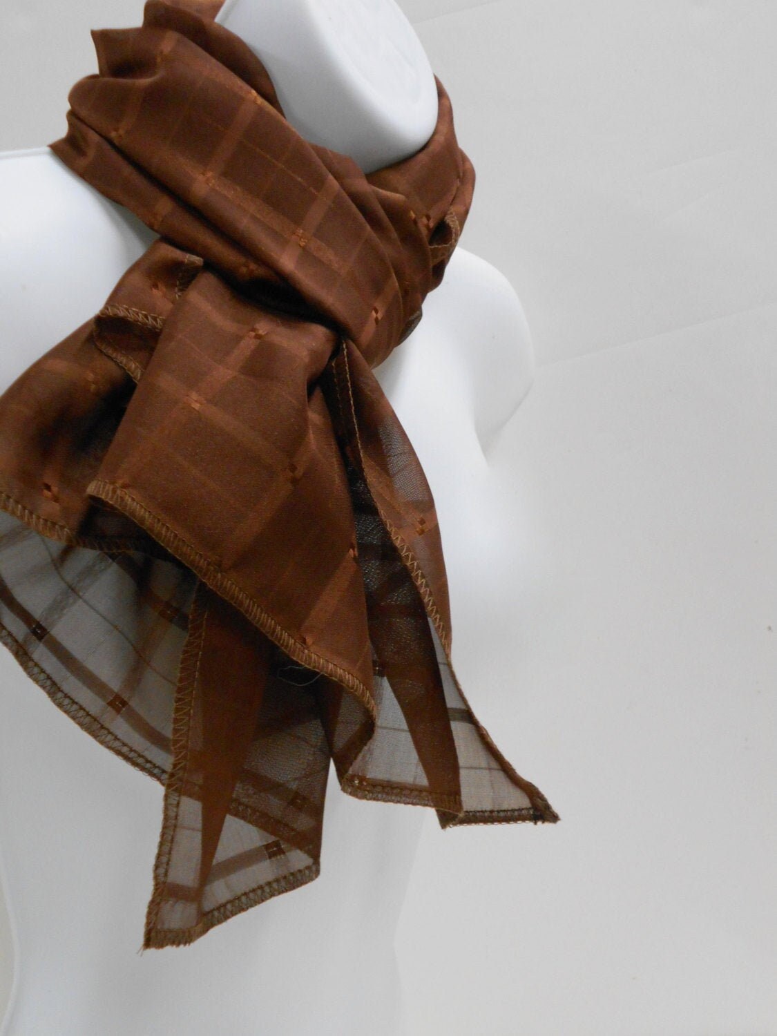 Brown Chiffon Scarf Sheer Fabric Scarves Womens Gifts | Etsy