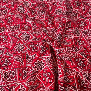 Red Bandana Print Fabric, 17" Remnant, Premium Cotton by Brother Sister ...
