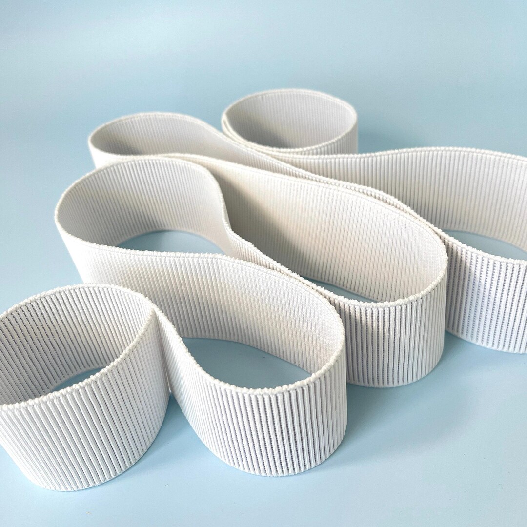 Ribbed Non-roll Waistband Elastic, 2" Wide White Ribbed Texture ...