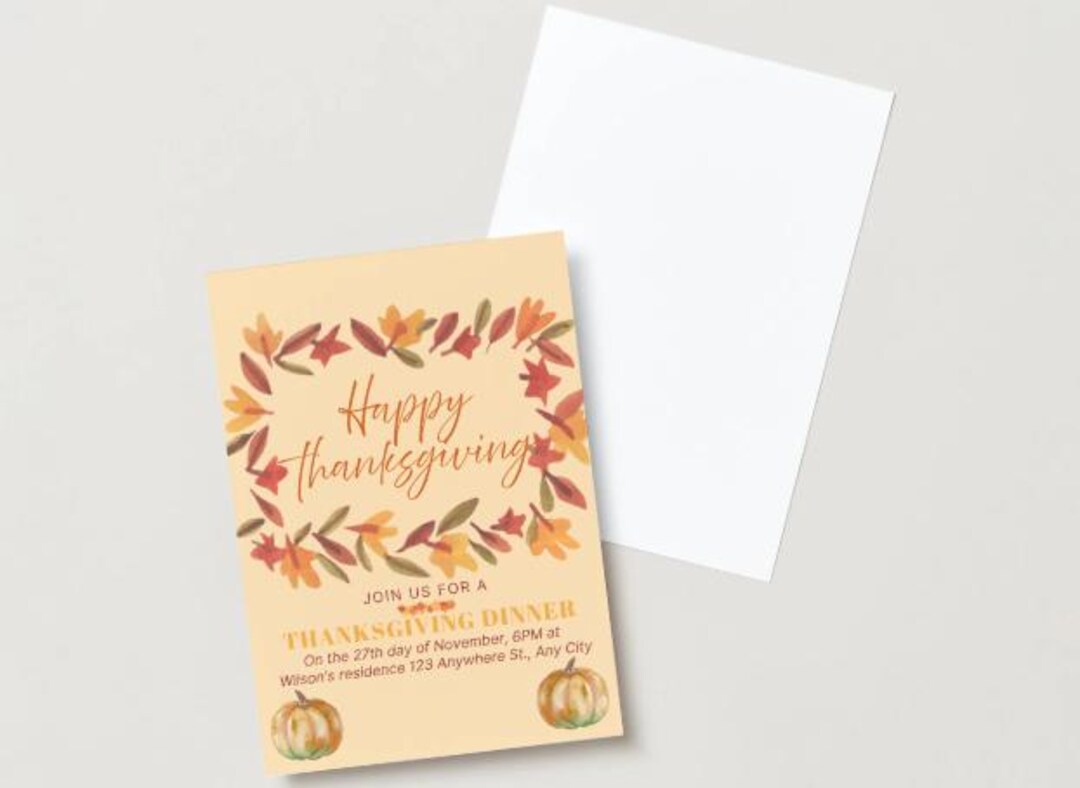 Editable Thanksgiving Card Template | Canva Autumn Greeting (digital ...