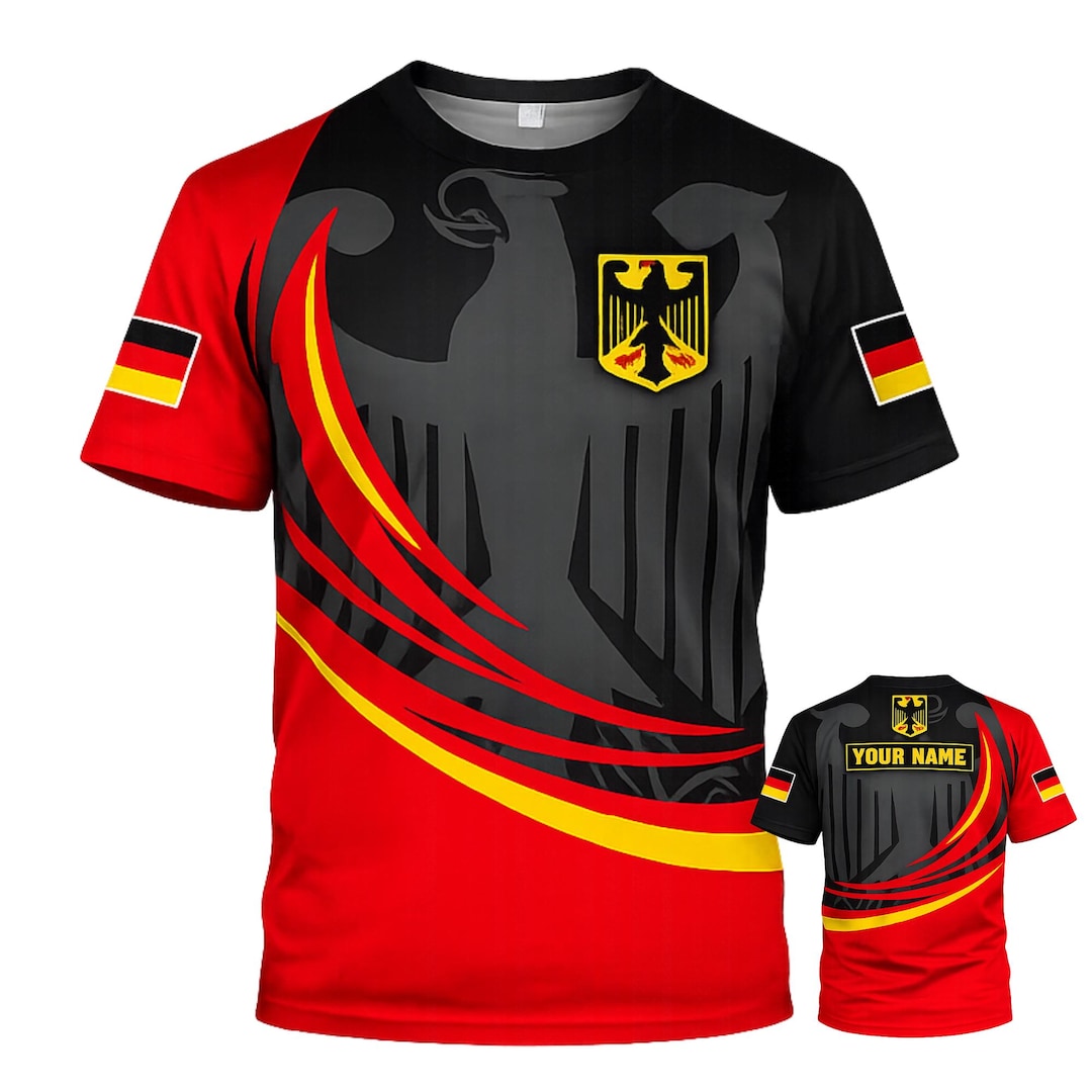 Custom Germany Flag Shirt – Bundesadler Eagle, Personalized Name, Black ...