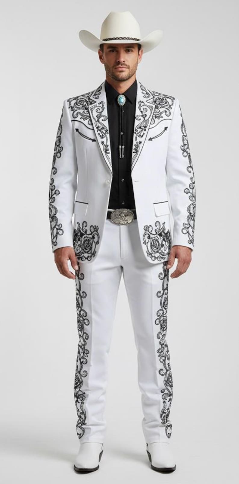 Custom Embroidered Cowboy Wedding Suit: Slim-fit Western Tuxedo - Etsy