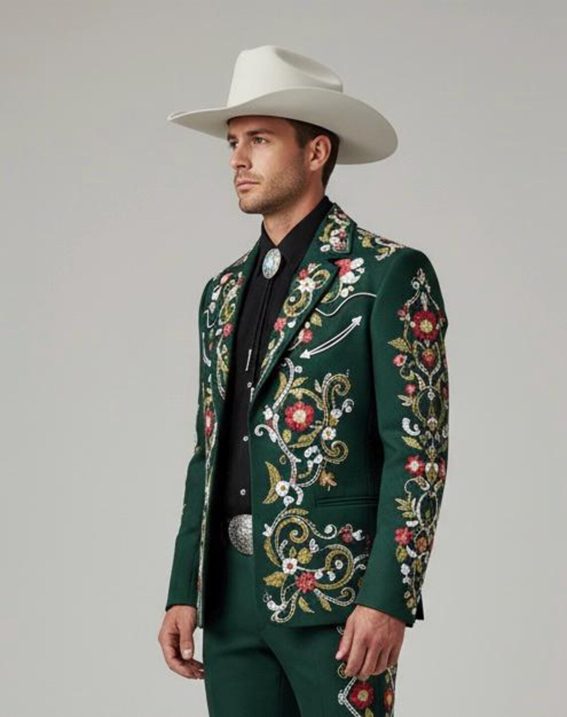 Embroidered Green Cowboy Wedding Suit: Custom Men's Western Wear - Etsy