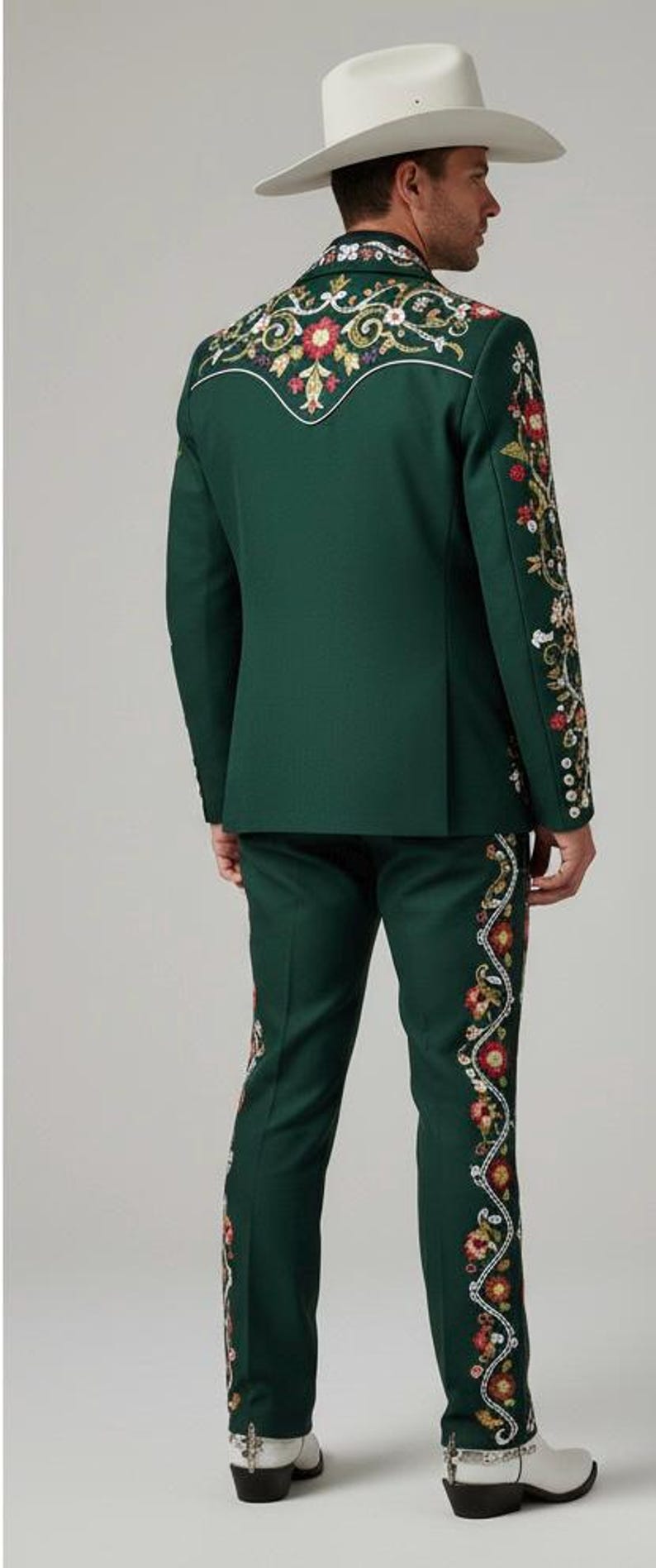 Embroidered Green Cowboy Wedding Suit: Custom Men's Western Wear - Etsy