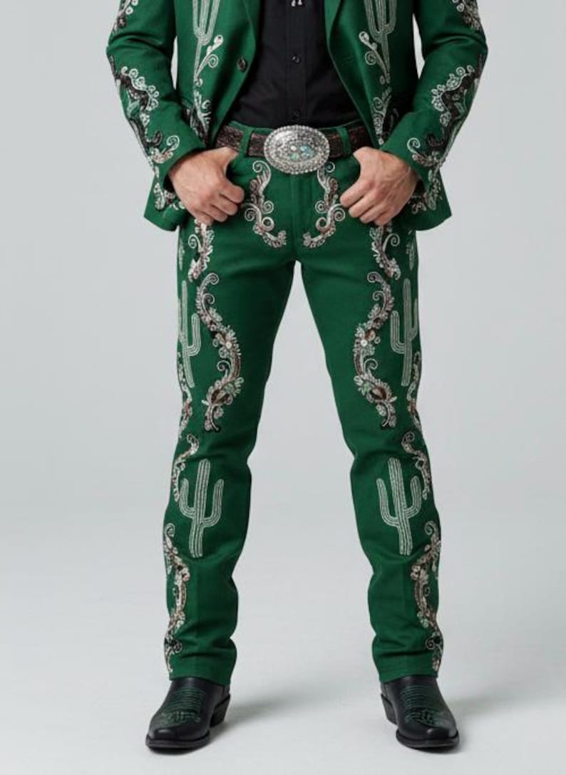 Custom Green Embroidered Western Suit | Cowboy Rodeo Charro Outfit ...