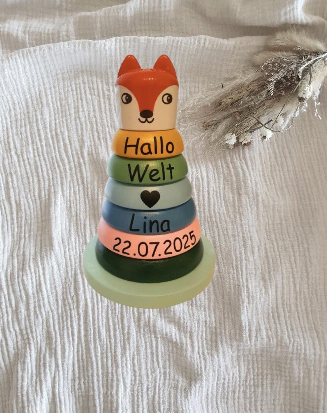 Stacking Tower / Ring Pyramid Personalized / Gift for Birth / Baby ...