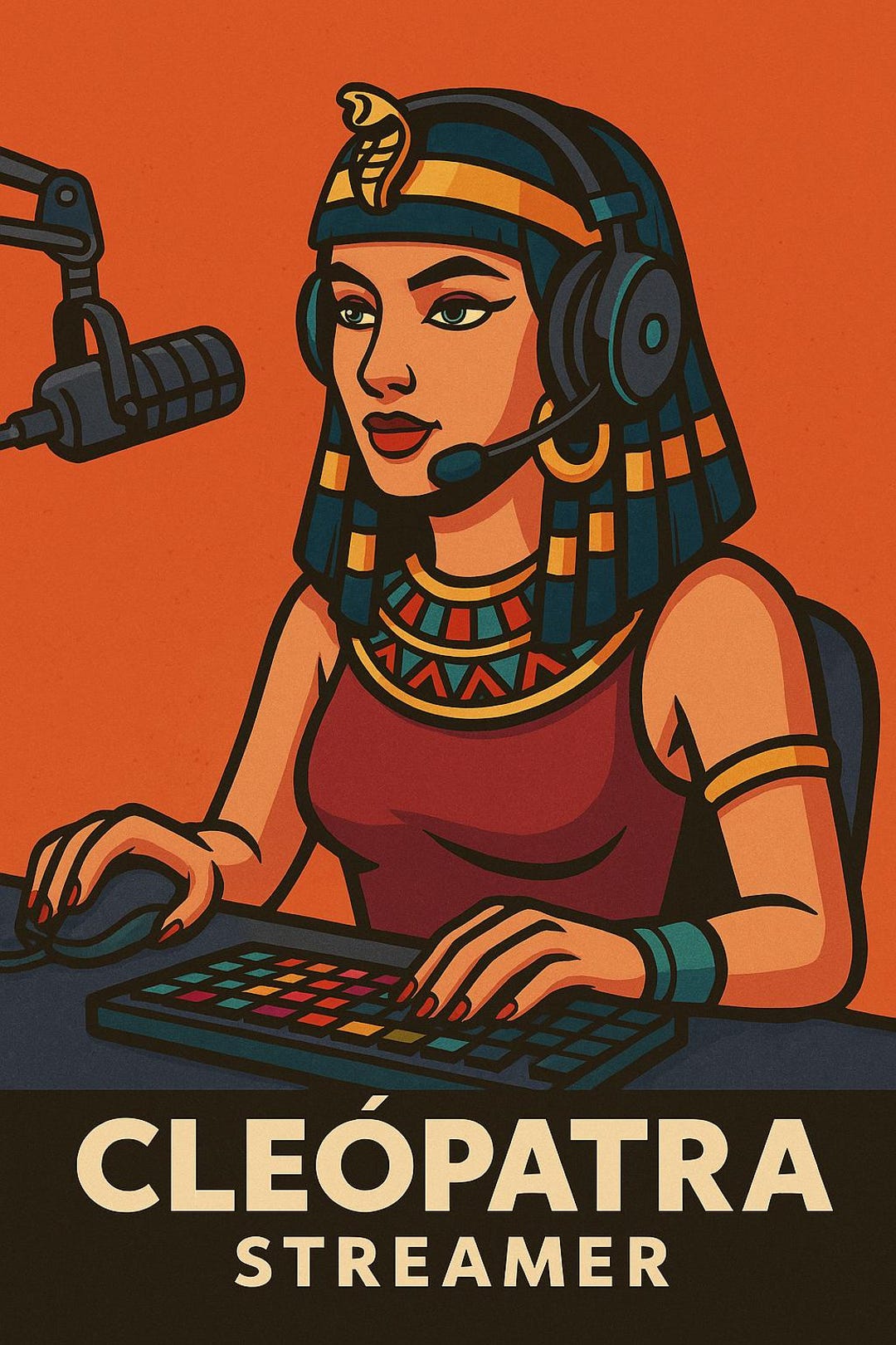 Cleopatra Streamer – Retro Nerd Egyptian Digital Art - Etsy