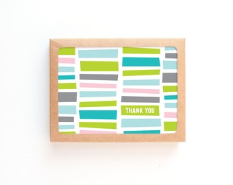Modern Thank You Card Colorful Typographic Thank You Notes | Etsy