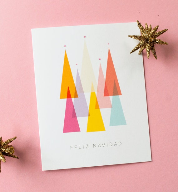 Feliz Navidad Spanish Christmas Card Colorful Minimal | Etsy