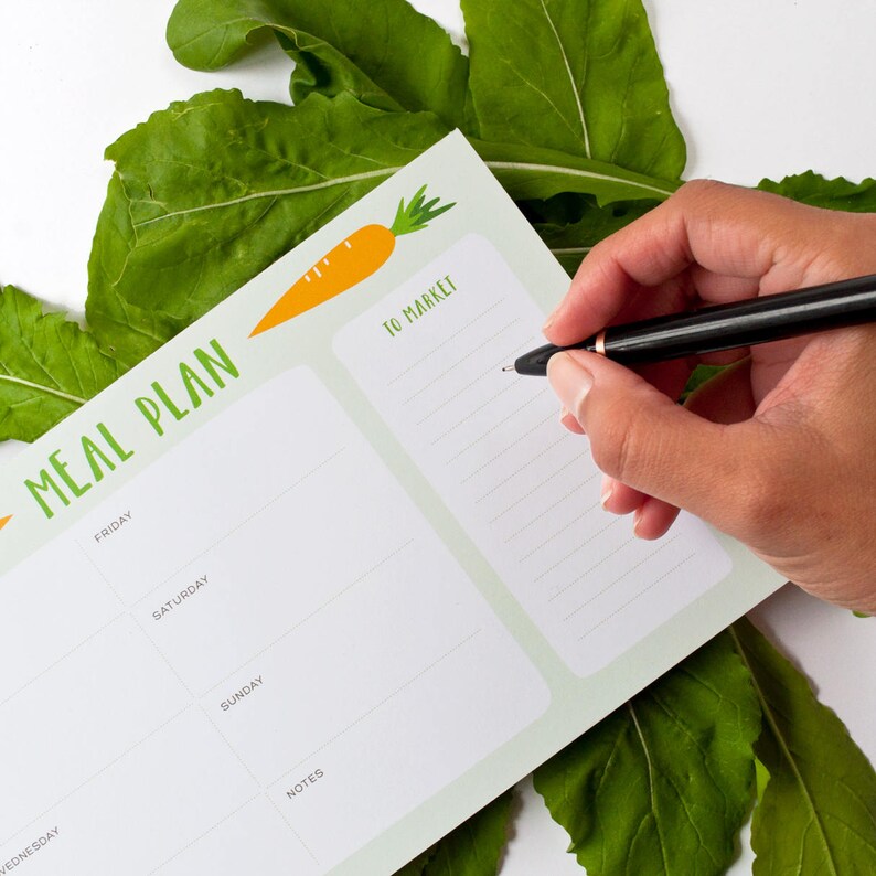 Weekly Meal Plan Note Pad Carrot Illustrated Menu Planner - Etsy