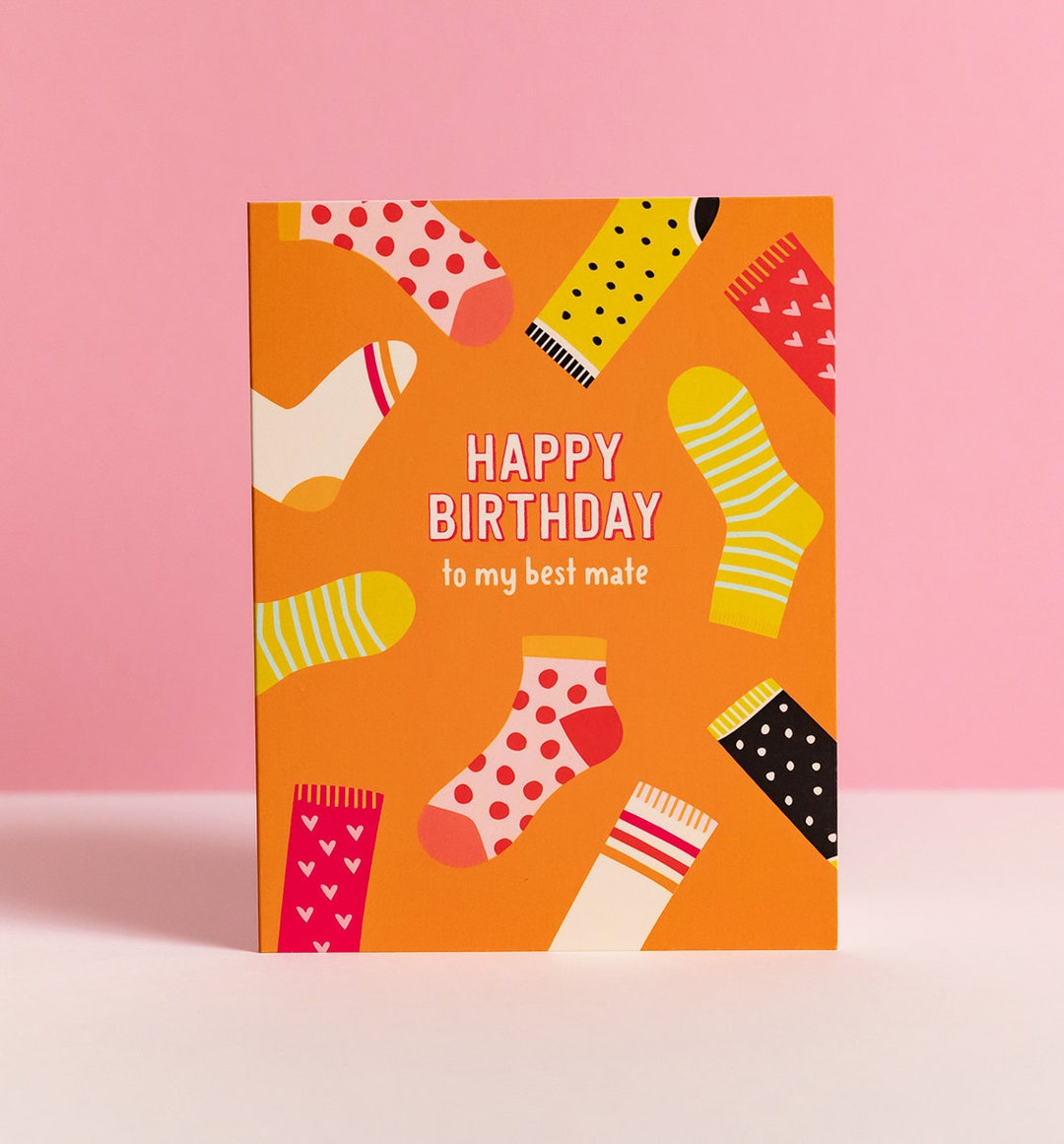 Best Mate Birthday Card Illustrated Socks Greeting Card - Etsy