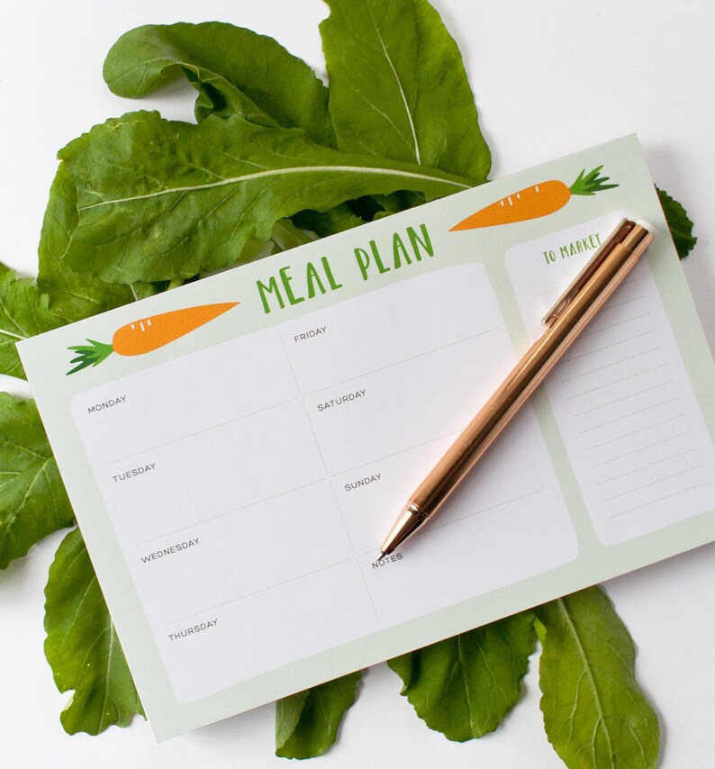 Weekly Meal Plan Note Pad Carrot Illustrated Menu Planner - Etsy