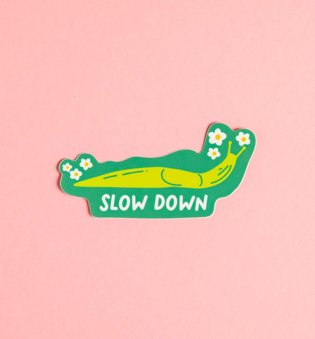 Slow Down Sticker | Slug and Flowers Die-cut Vinyl | Water Bottle ...