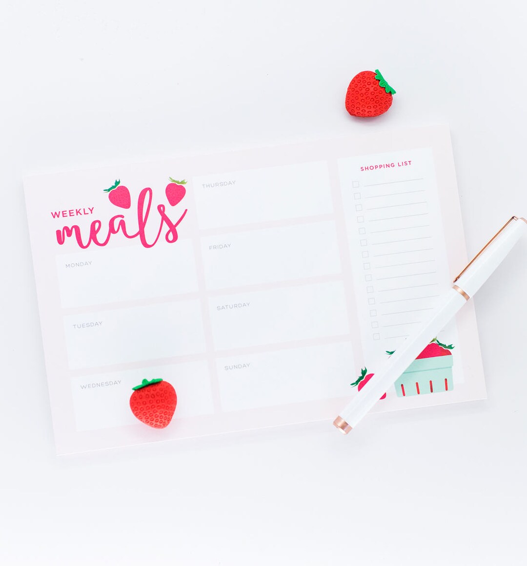 Weekly Meal Plan Note Pad | Strawberry Illustrated Menu Planner ...