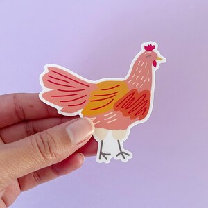 Chicken Sticker | Colorful Hen Die-cut Vinyl | Water Bottle + Laptop ...