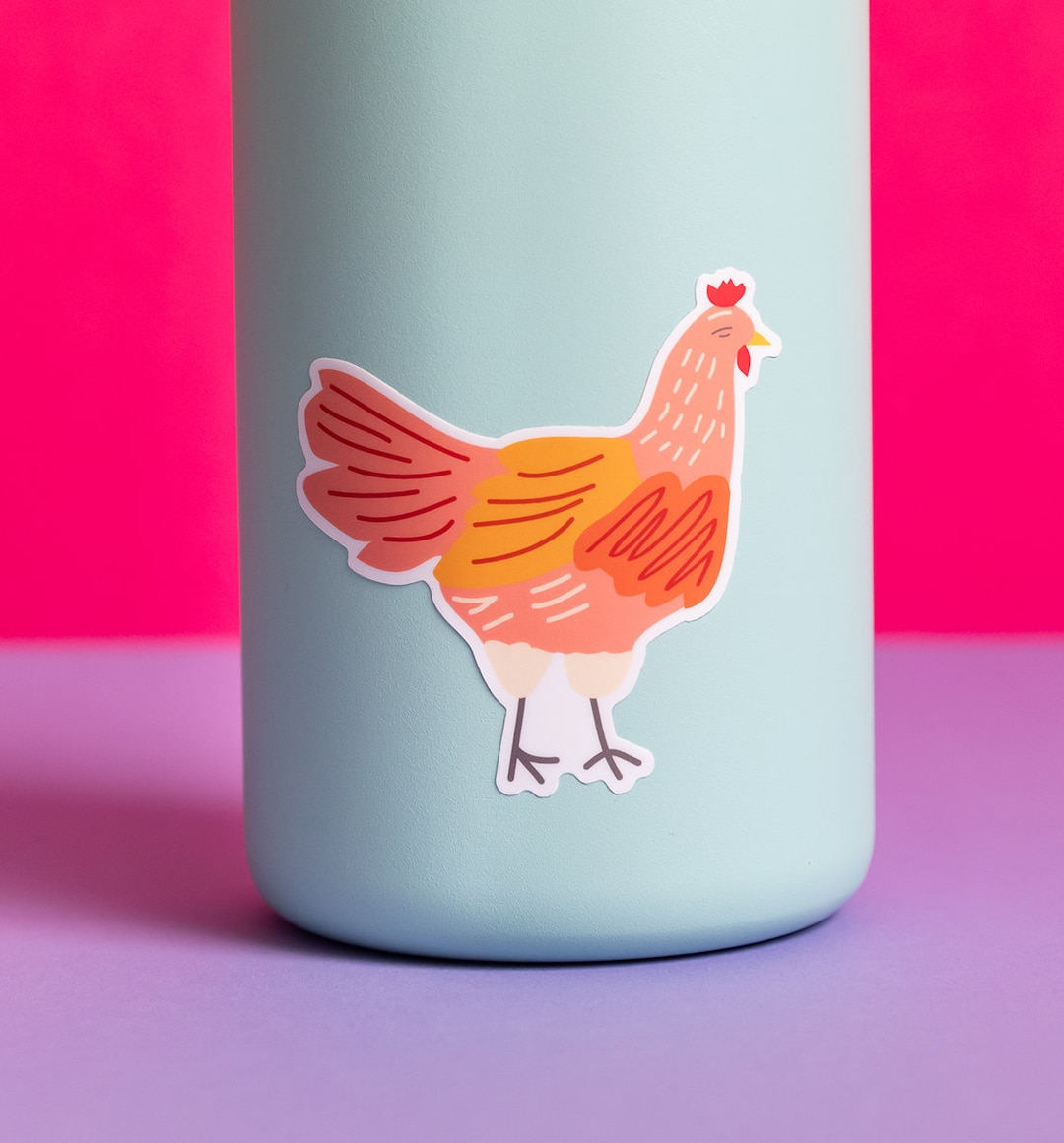 Chicken Sticker | Colorful Hen Die-cut Vinyl | Water Bottle + Laptop ...