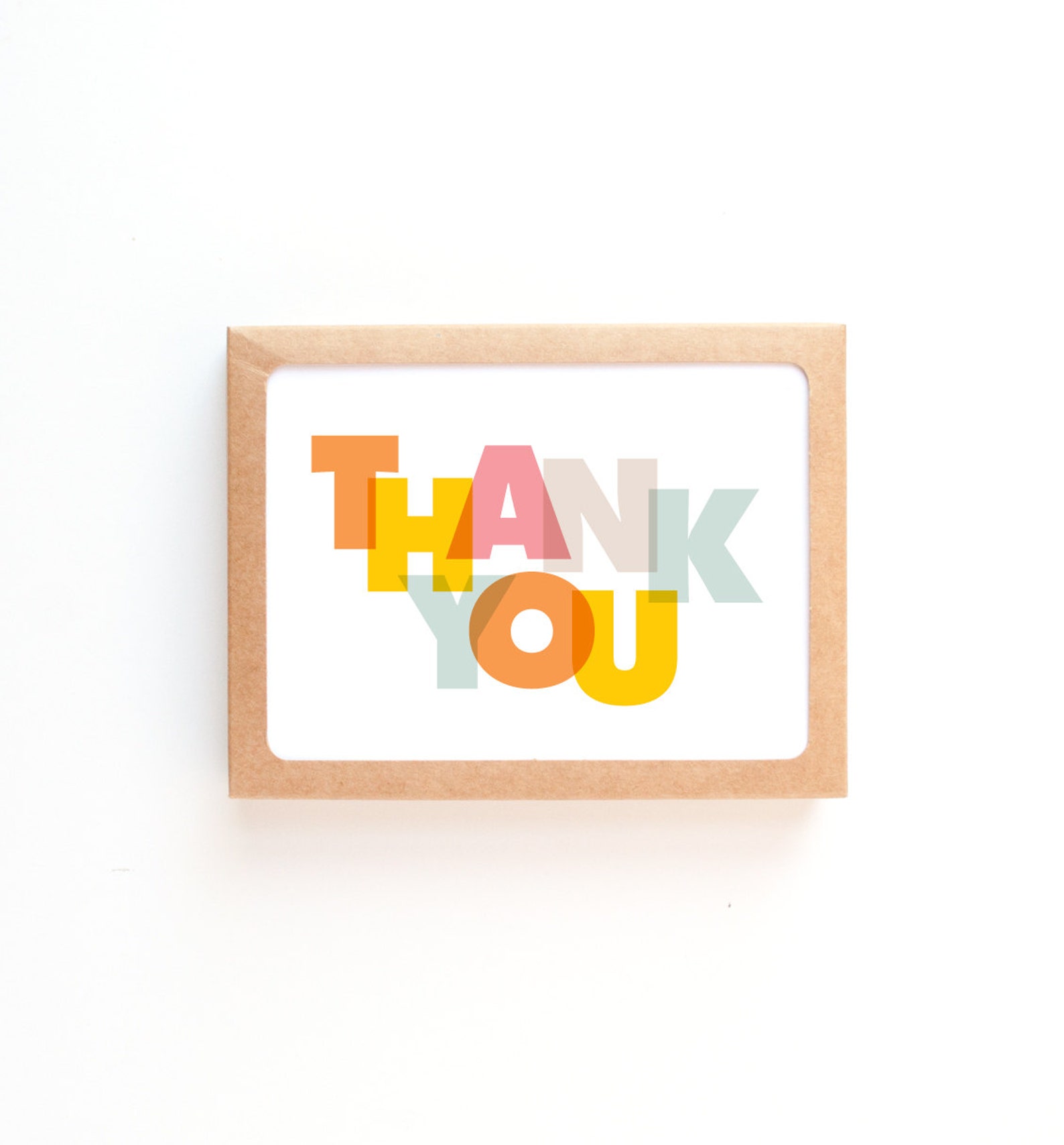 Modern Thank You Card Colorful Typographic Thank You Notes | Etsy