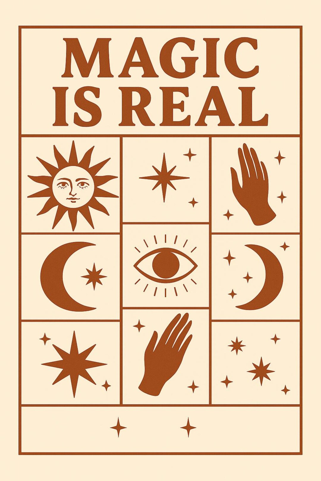 MAGIC IS REAL – Celestial Wall Art | Witchy Boho Printable Poster | Sun ...