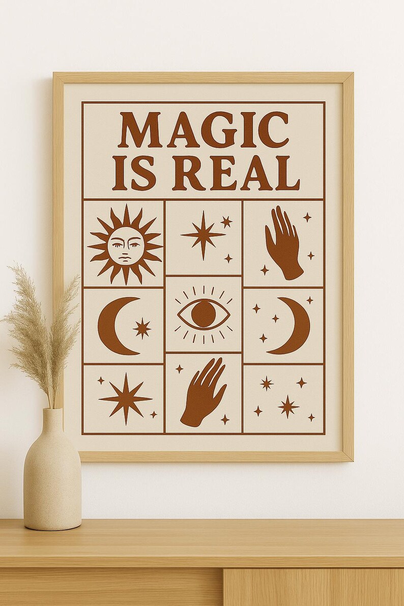MAGIC IS REAL – Celestial Wall Art | Witchy Boho Printable Poster | Sun ...