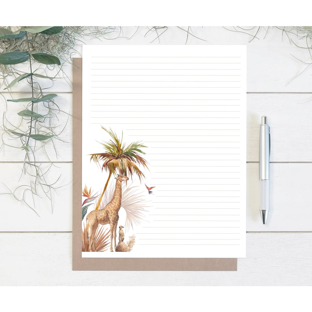 Jungle Giraffe Lemur Blank Letter Stationary | JW Letter Writing ...