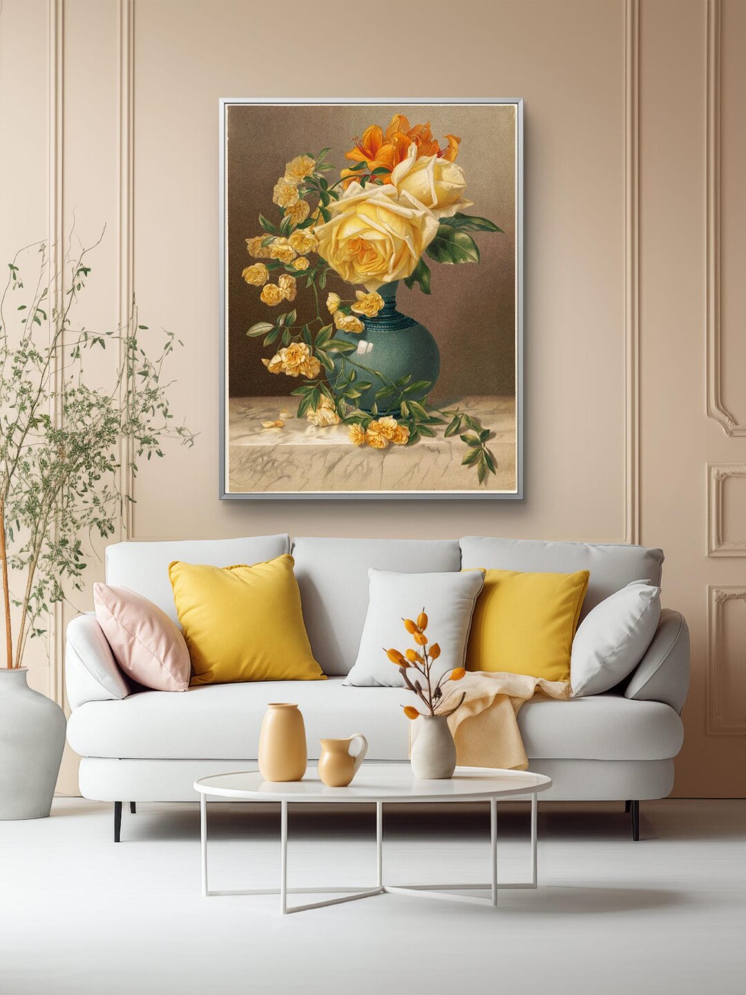 Marchal Niel Roses Vintage Botanical Art – Yellow Rose Wall Art ...