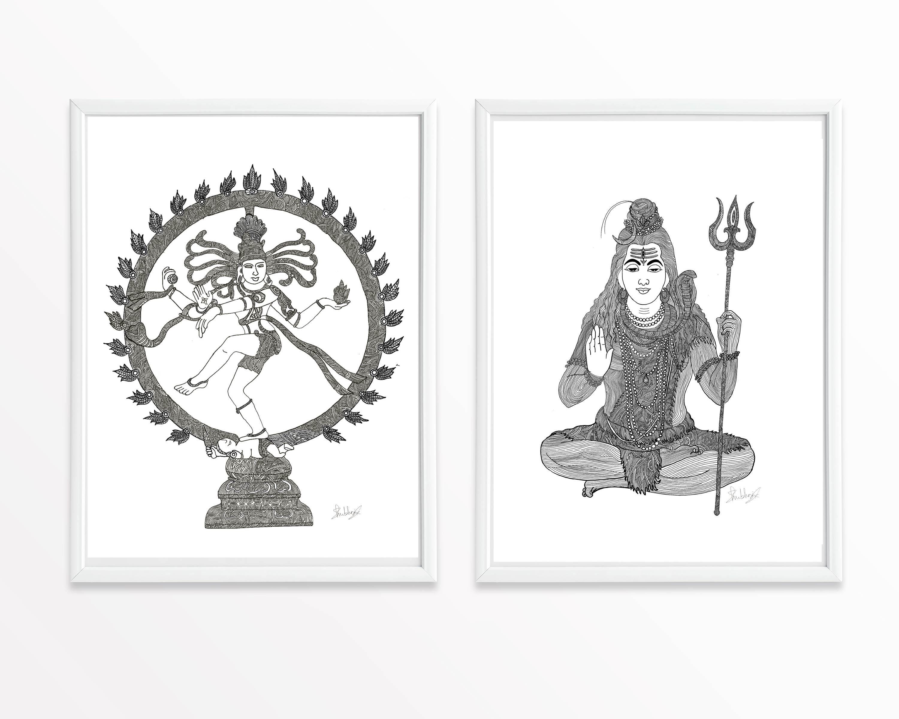 Shiva & Nataraja Line Art Bundle | Mahashivratri Special | Instant ...