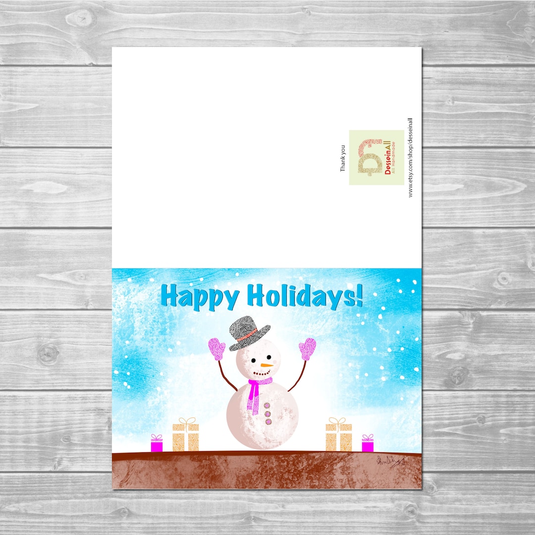 Snowman Greeting Card, Cute Christmas Card - Etsy