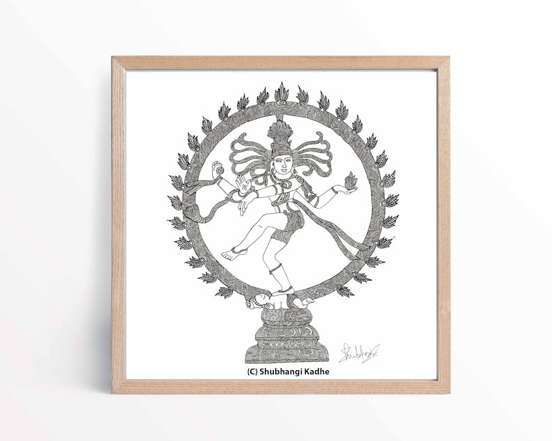 Nataraja Line Art Print: Shiva Cosmic Dance, Hindu Decor (digital ...