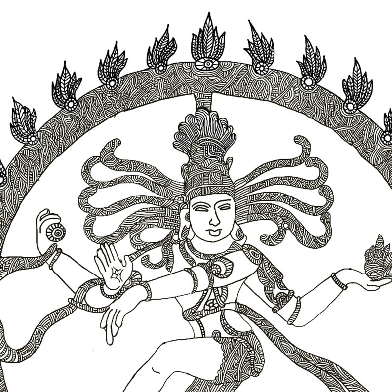 Nataraja Line Art Print: Shiva Cosmic Dance, Hindu Decor (digital ...