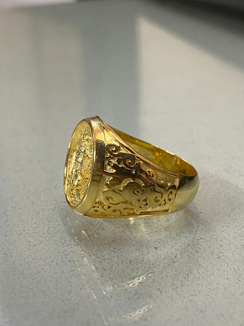 Handmade American Liberty Coin Ring: 14k Gold Plated Sterling Silver ...