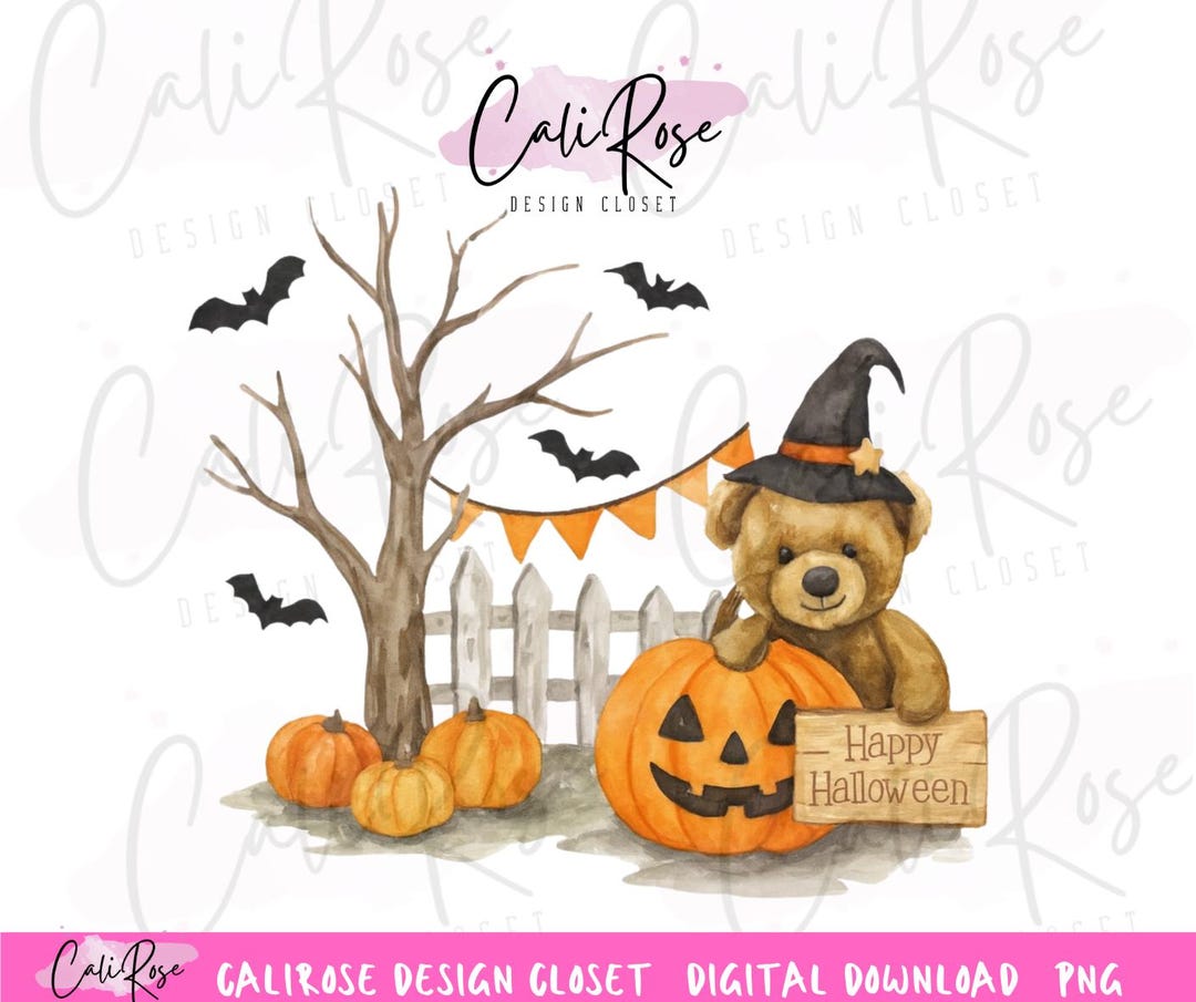 Halloween Pumpkin Bear Scene Digital Download Pngs Digital - Etsy