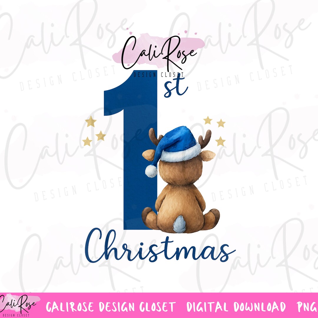 1st Christmas Navy Reindeer Back Facing PNG Digital Download - Etsy