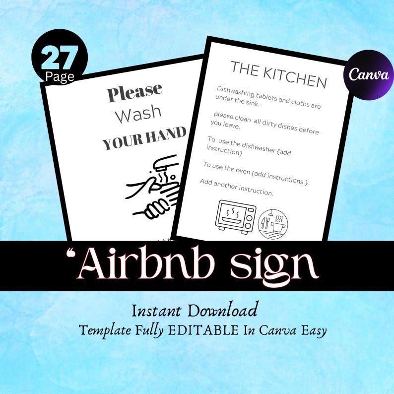 Airbnb Welcome Sign 2026 Bundle | Instant Download | Fully Editable in ...