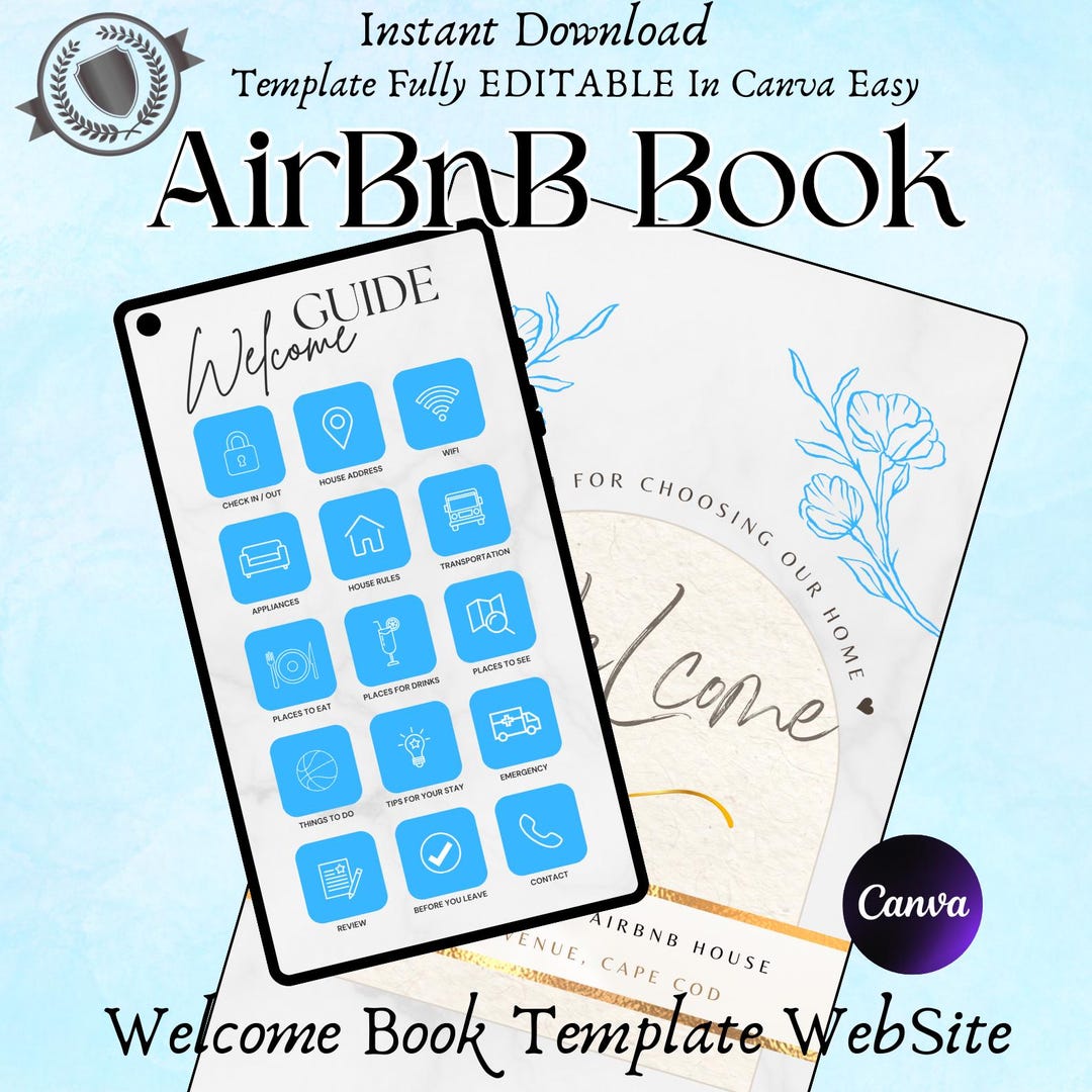Airbnb Welcome Book Template Canva | All-in-one Pack Bundle | Instant ...