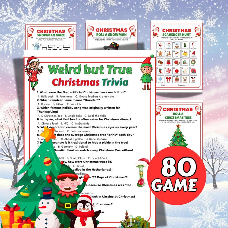 Pack 80 Christmas Games Bundle | Printable Holiday Party Pack (adults ...