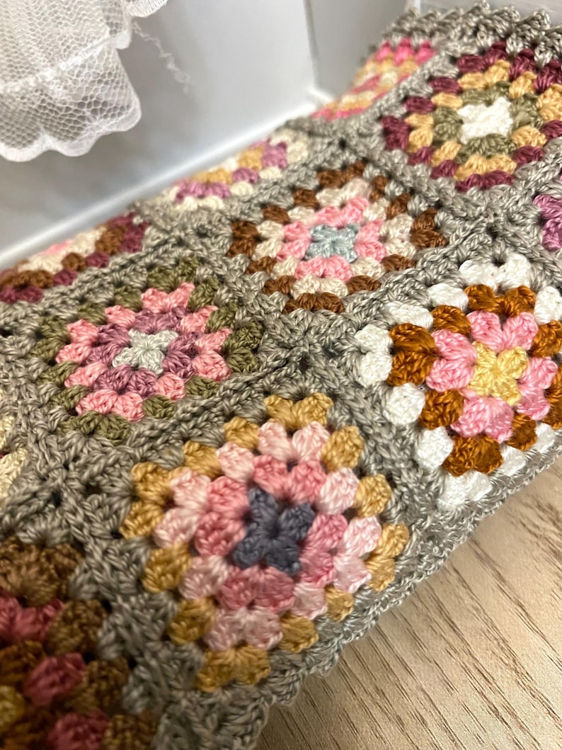 Doll Granny Square Blanket in 1:12 Scale for Single Size Bed or as Bed ...