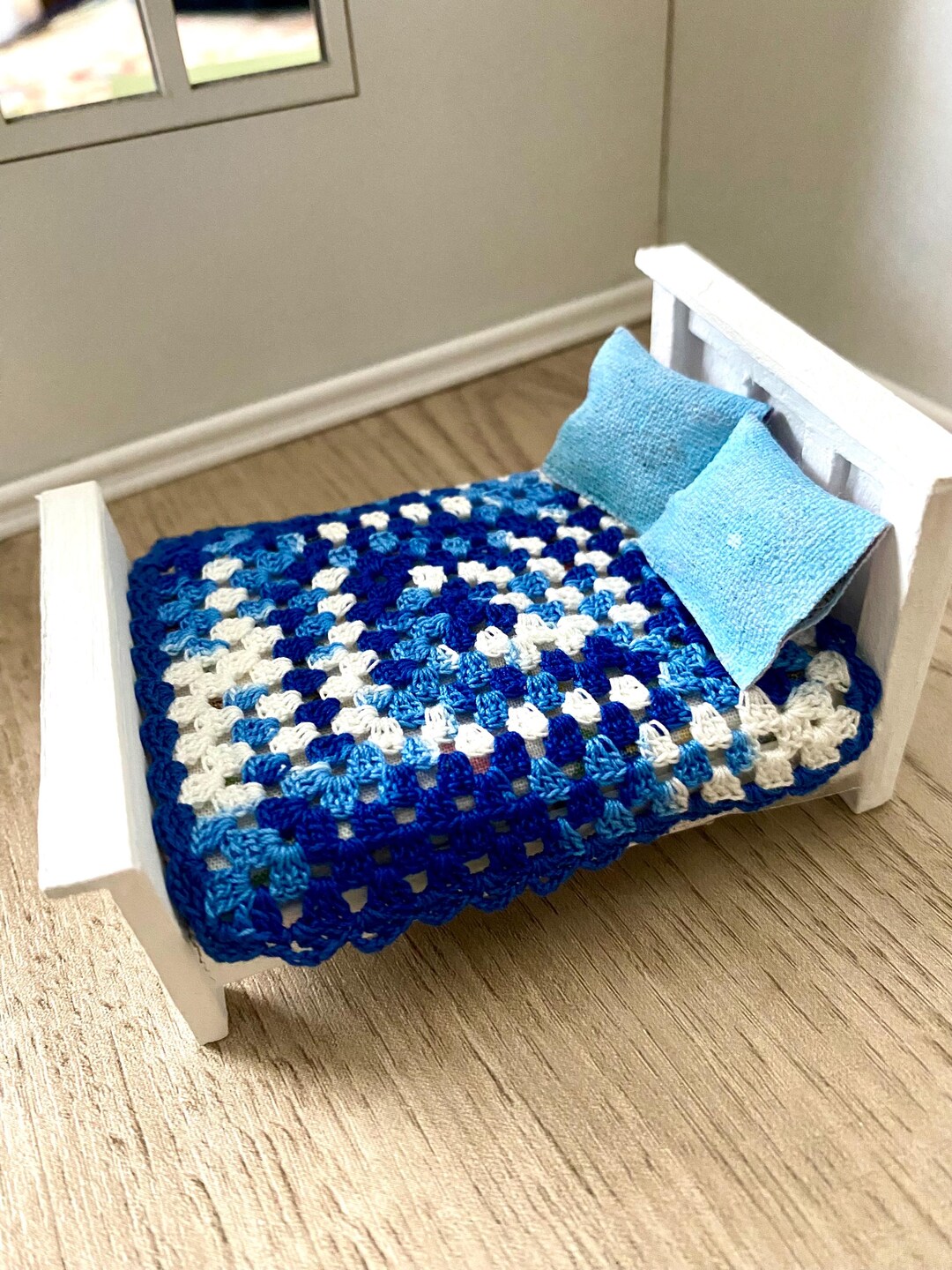 Blue Dollhouse Miniature Blanket for 1:24 Scale Double Size Bed - Etsy